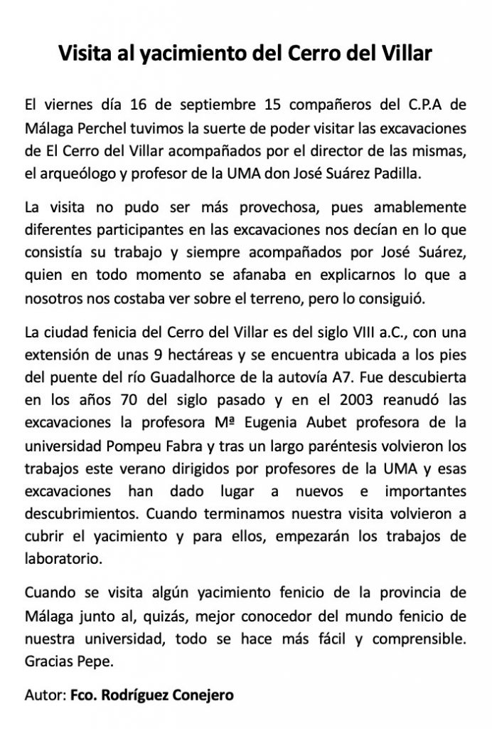 Visita al yacimiento fenicio Cerro del Villar