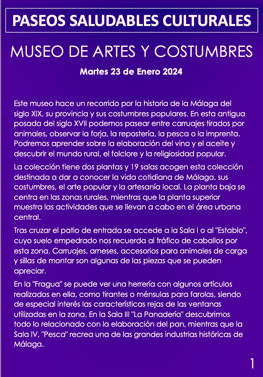 Paseos Saludables Culturales. Visita al Museo de Artes y Costumbres ...